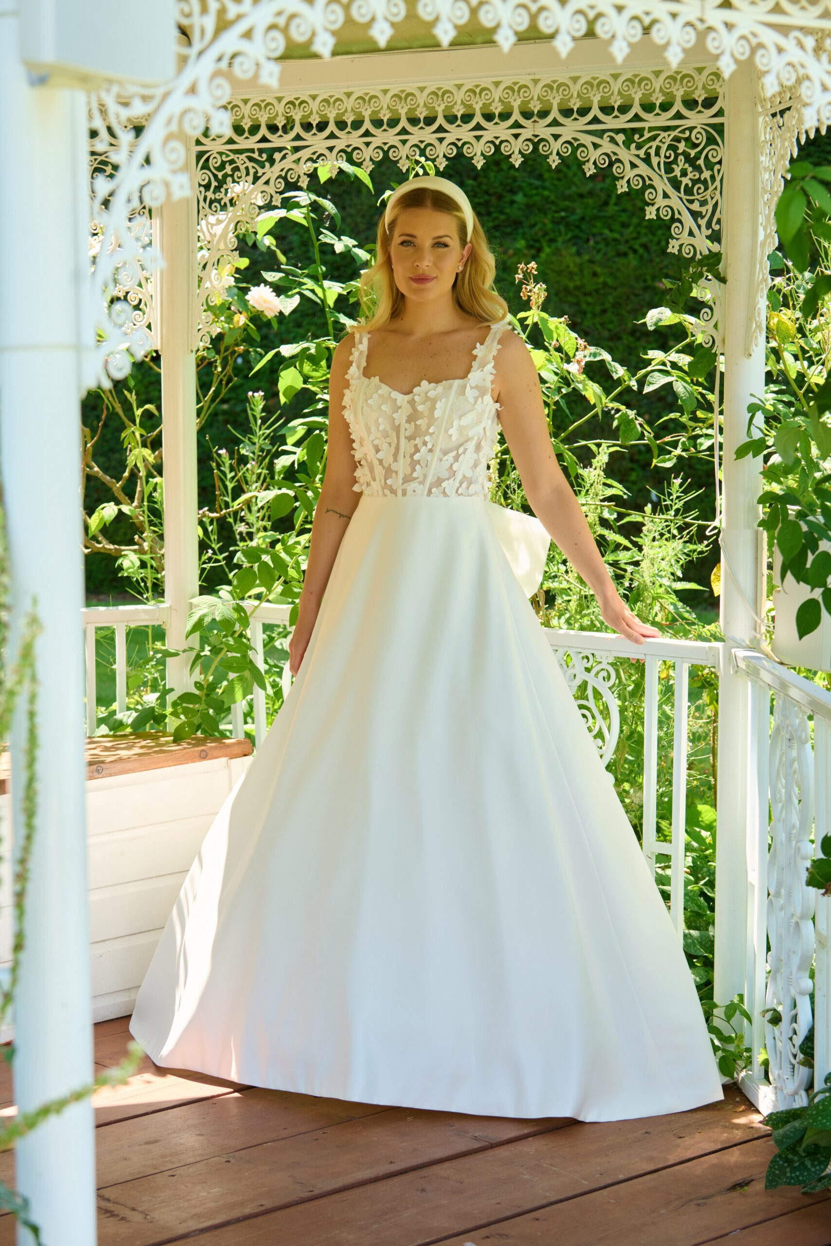 Satin Flower Bodice Gown - Emma Bridals