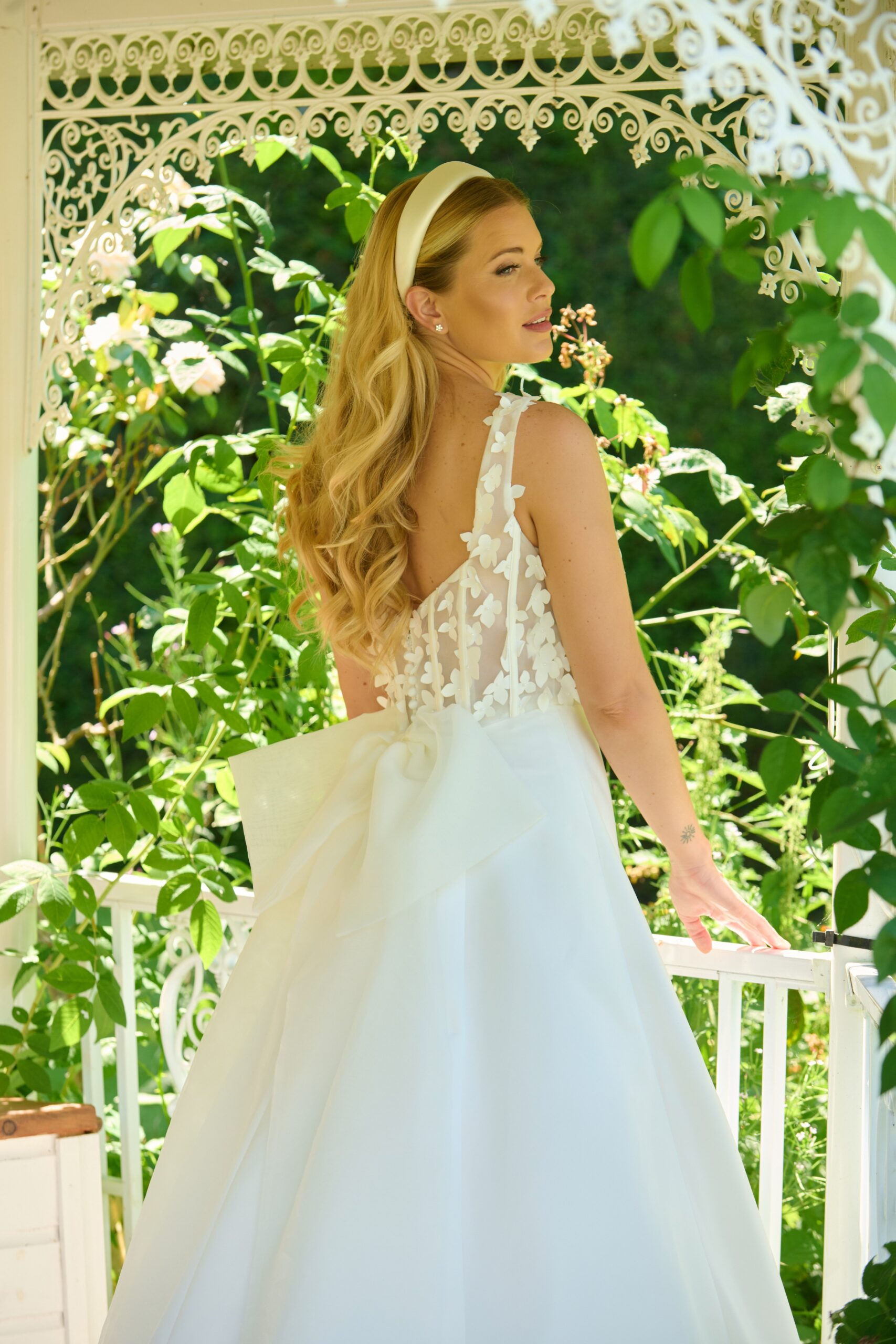 Satin Flower Bodice Gown - Emma Bridals