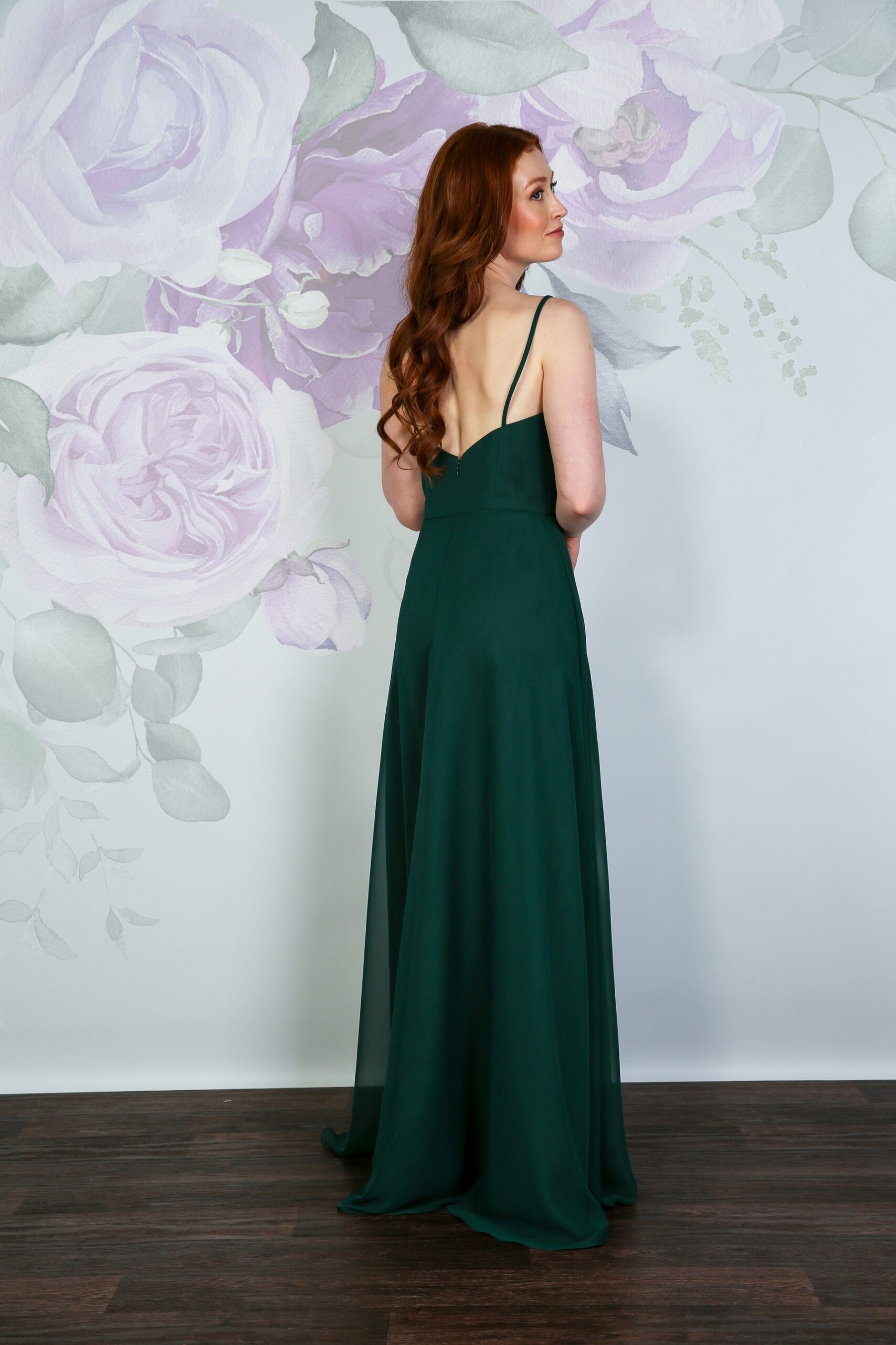 Pleated Bodice V-Neck Dress - Emma Bridals