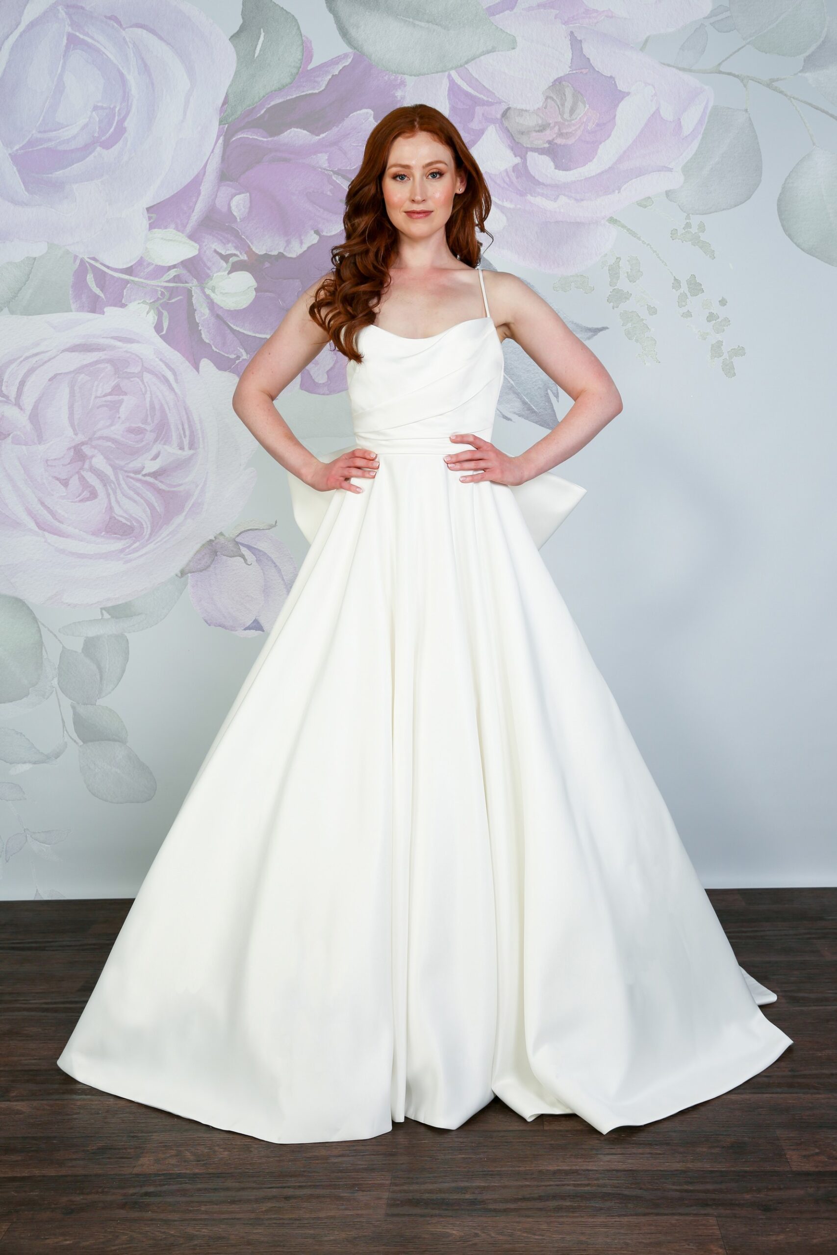 Classic Satin Ballgown with Dramatic Bow Detail - Emma Bridals