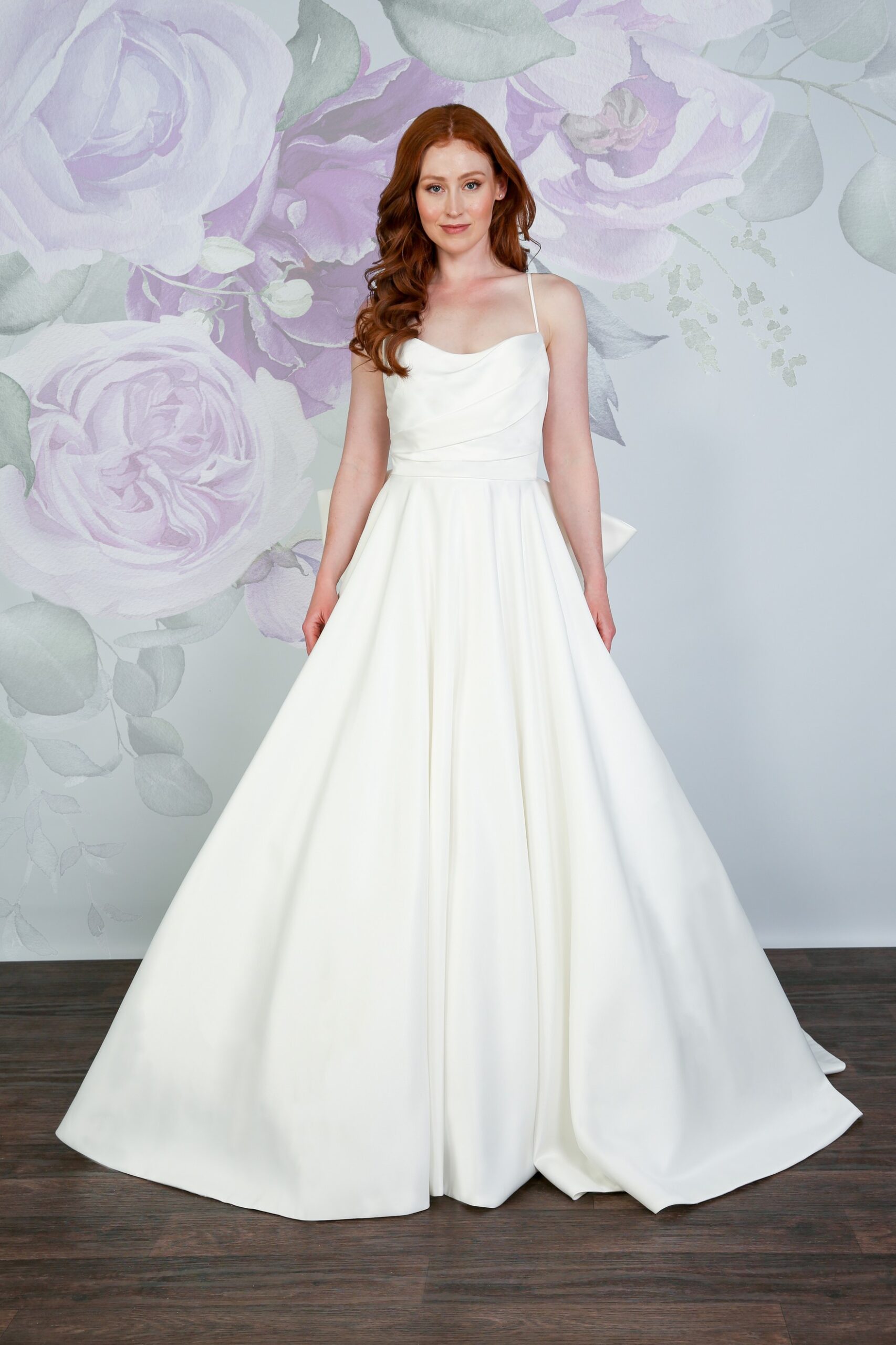 Classic Satin Ballgown with Dramatic Bow Detail - Emma Bridals